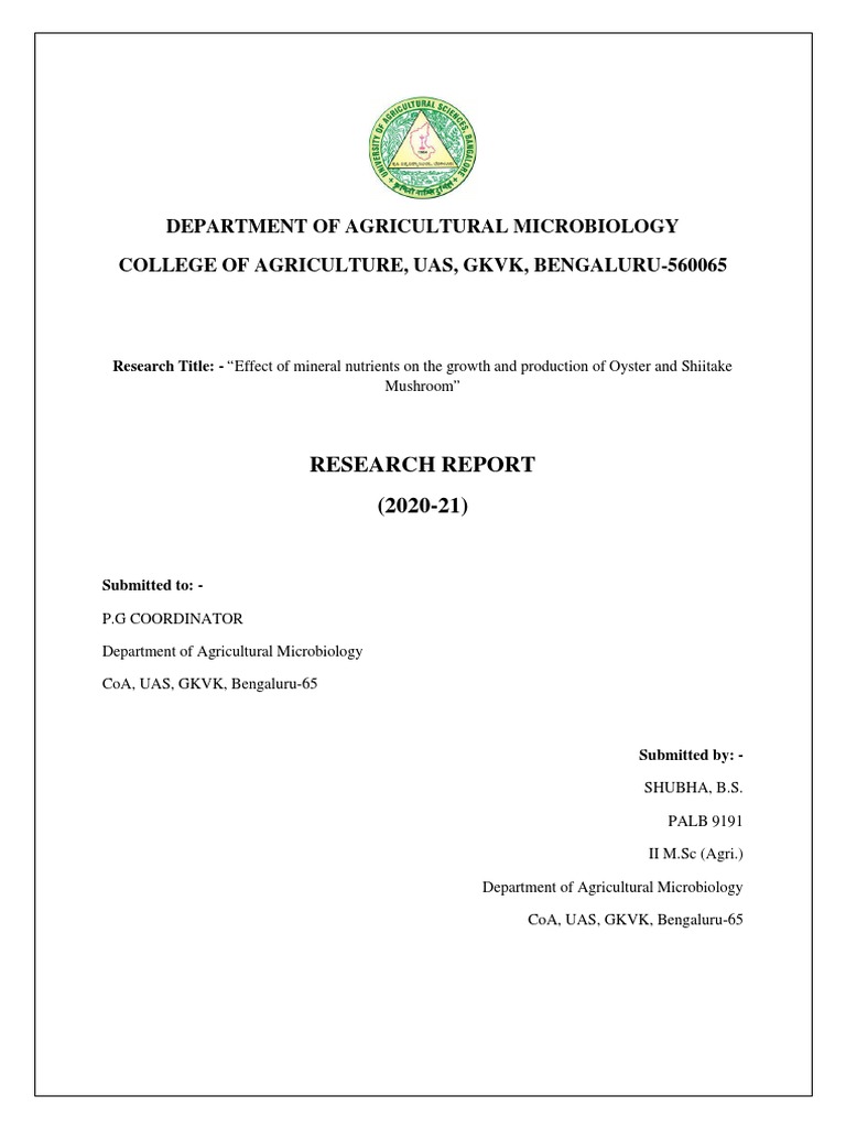 Final Report On Research | PDF | Lignin | Mushroom
