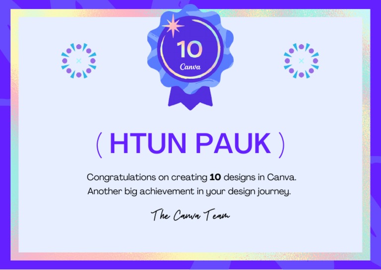 Canva 10 Design Milestone Badge | PDF