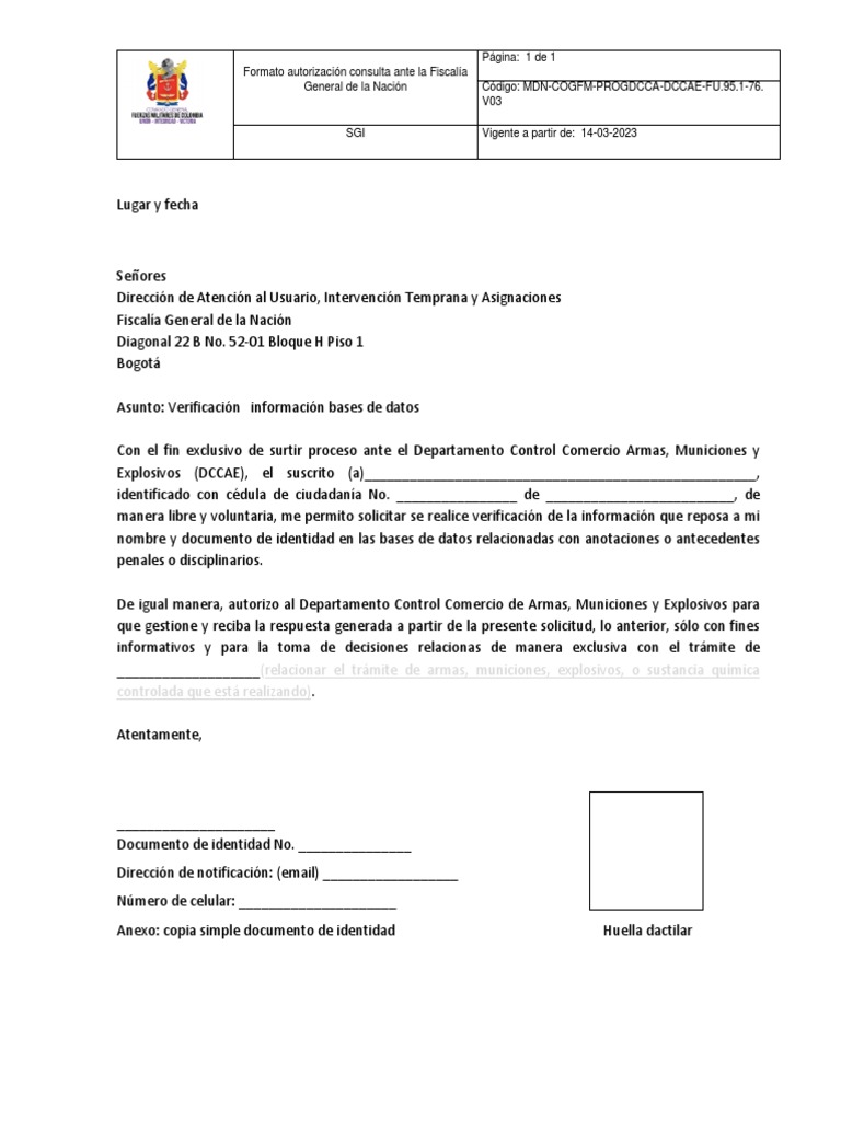 Formato de Autorización Consulta Fiscalía | PDF