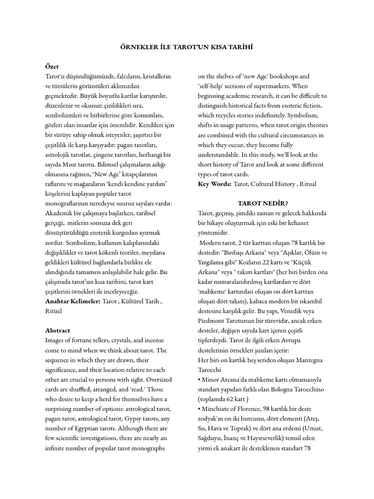 Ornekler Ile Tarot Un Kisa Tarihi | PDF