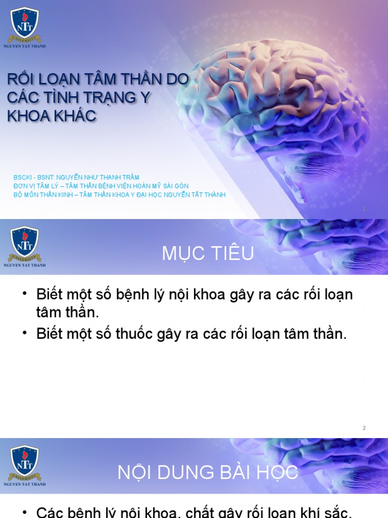 Bài Giảng Rối Loạn Tâm Thần Do Các Tình Trạng y Khoa Khác y3 Ntt | PDF