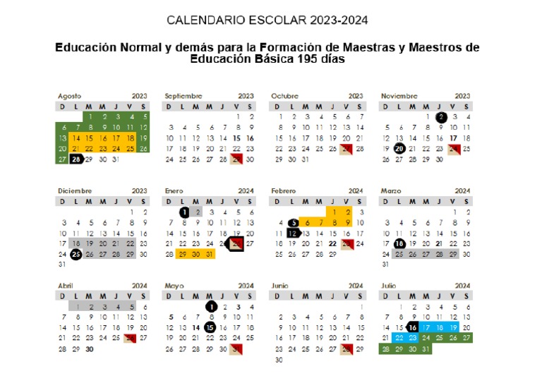Calendario Escolar Normales 2023-2024 SEP | PDF