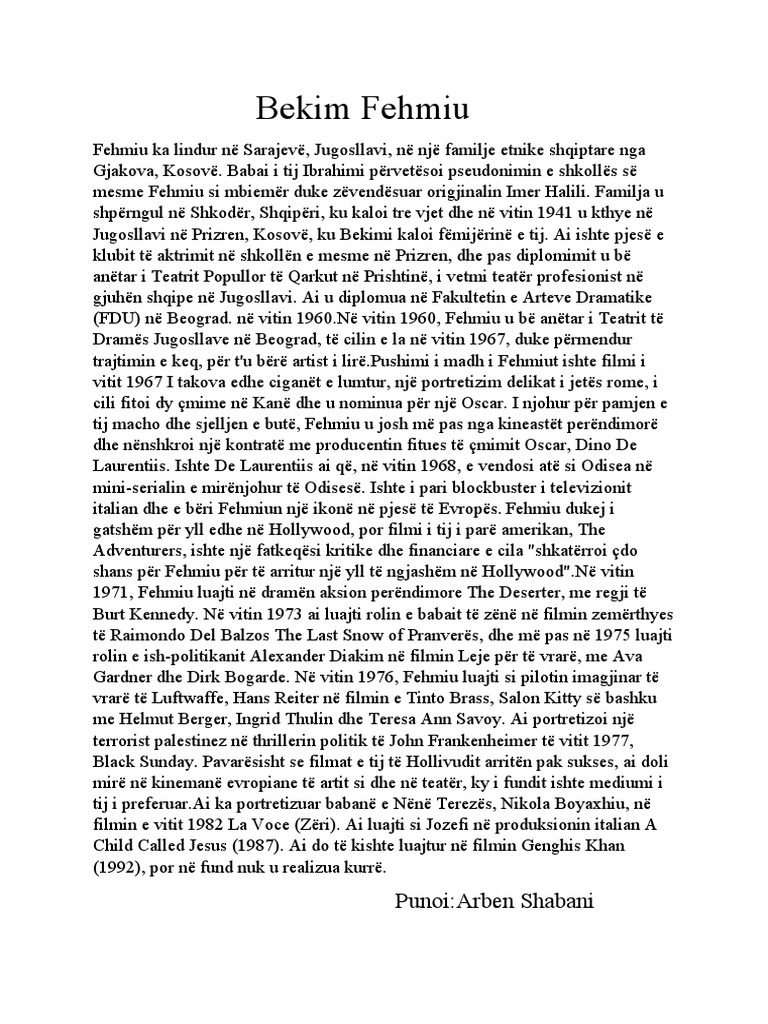 Bekim Fehmiu | PDF