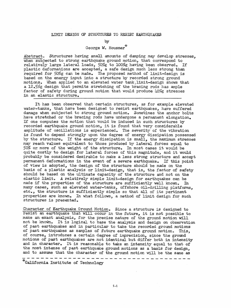 1WCEE, Housner, Limit Design of Structures | PDF