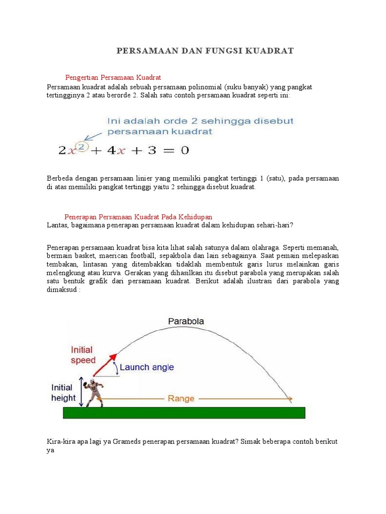Modul Matematika Persamaan Dan Fungsi Kuadrat Semua Jurusan (2) | PDF