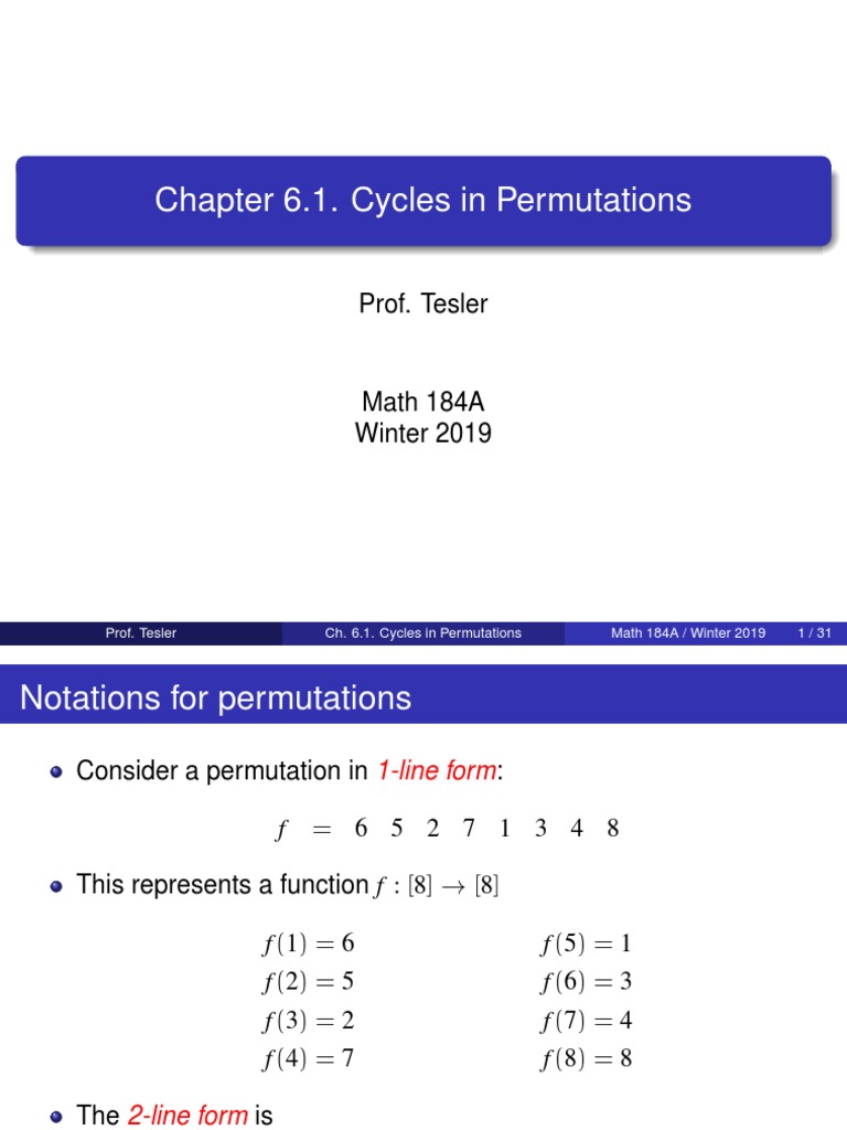 Cycle Of Permutation Pdf Permutation Matrix Mathematics