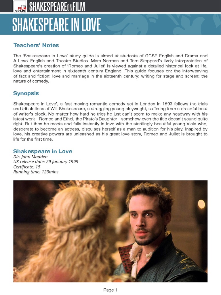 Shakespeare in Love Study Guide | PDF | William Shakespeare