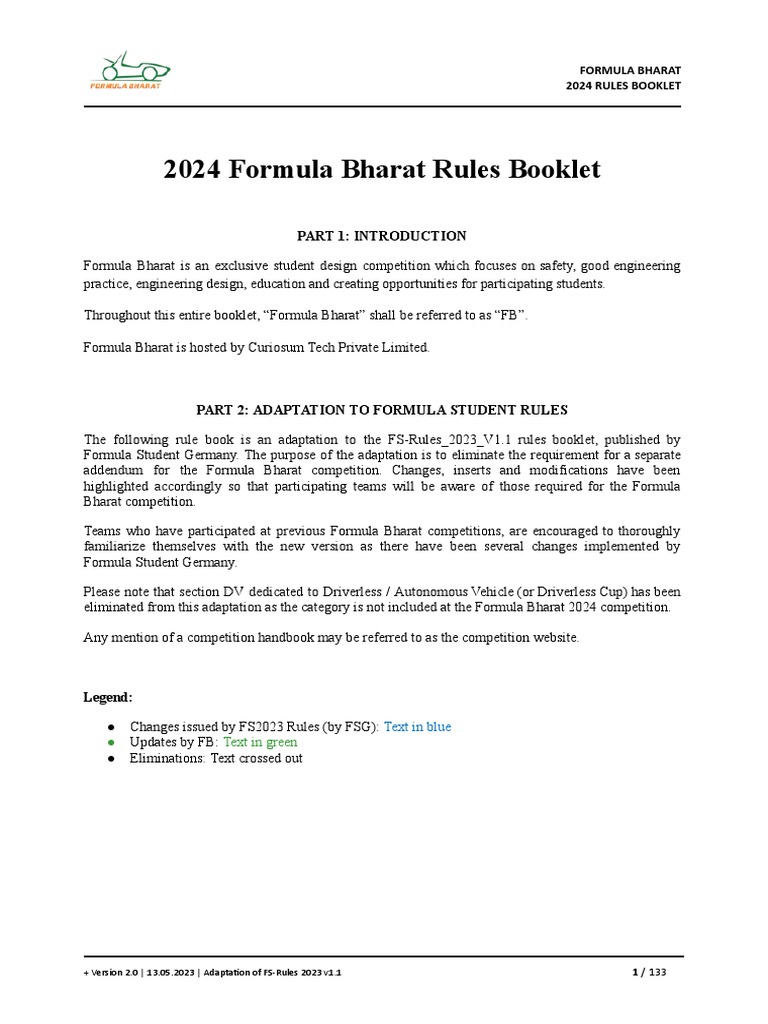 FB2024 Rules V2-0 05132023 | PDF | Throttle | Manufactured Goods