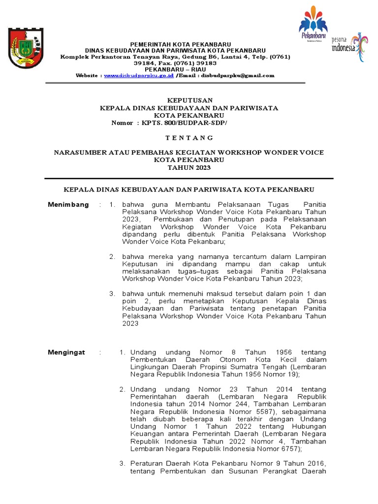 Sk Narasumber Non Pns Workshop Wonder Voice 2023 (1) | PDF