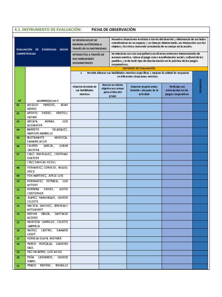 Ficha Evaluación 1ro C | PDF