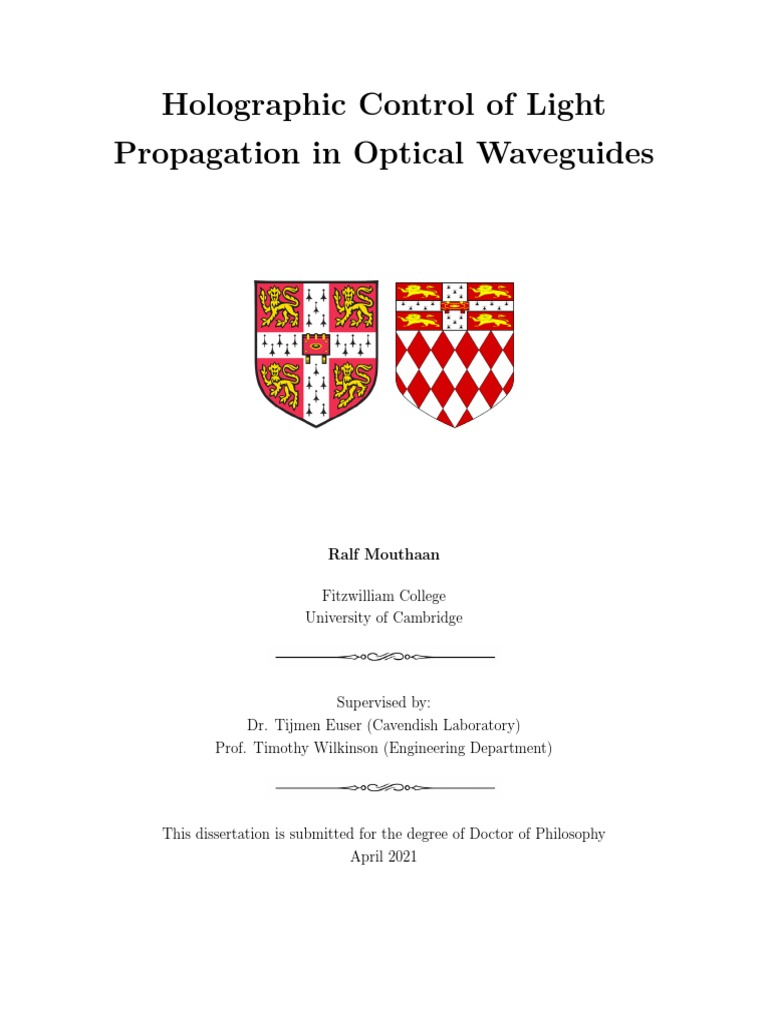 PhD Thesis on Optical Waveguides | PDF | Optical Fiber | Holography