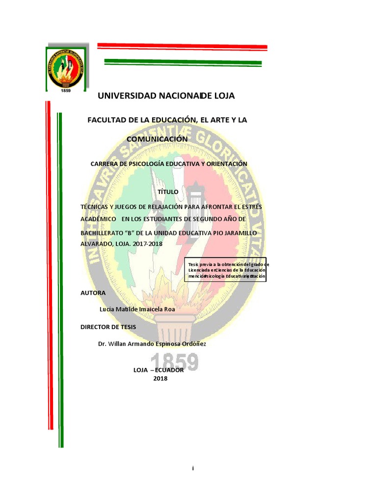 Lucía Matilde Imaicela Roa | PDF | Estrés (biología) | Ansiedad