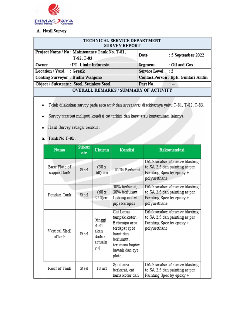 Proposal Pekerjaan Painting PT Linde Indonesia - Gresik | PDF | Joining ...