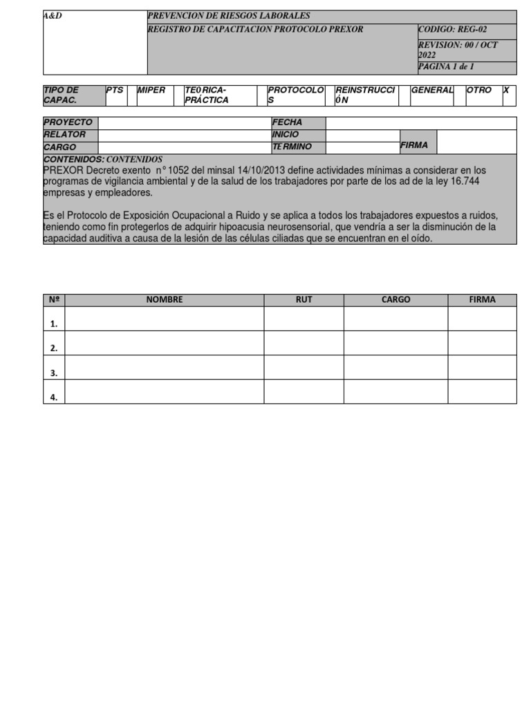 Protocolo PREXOR: Capacitación en Ruido | PDF | Tecnología