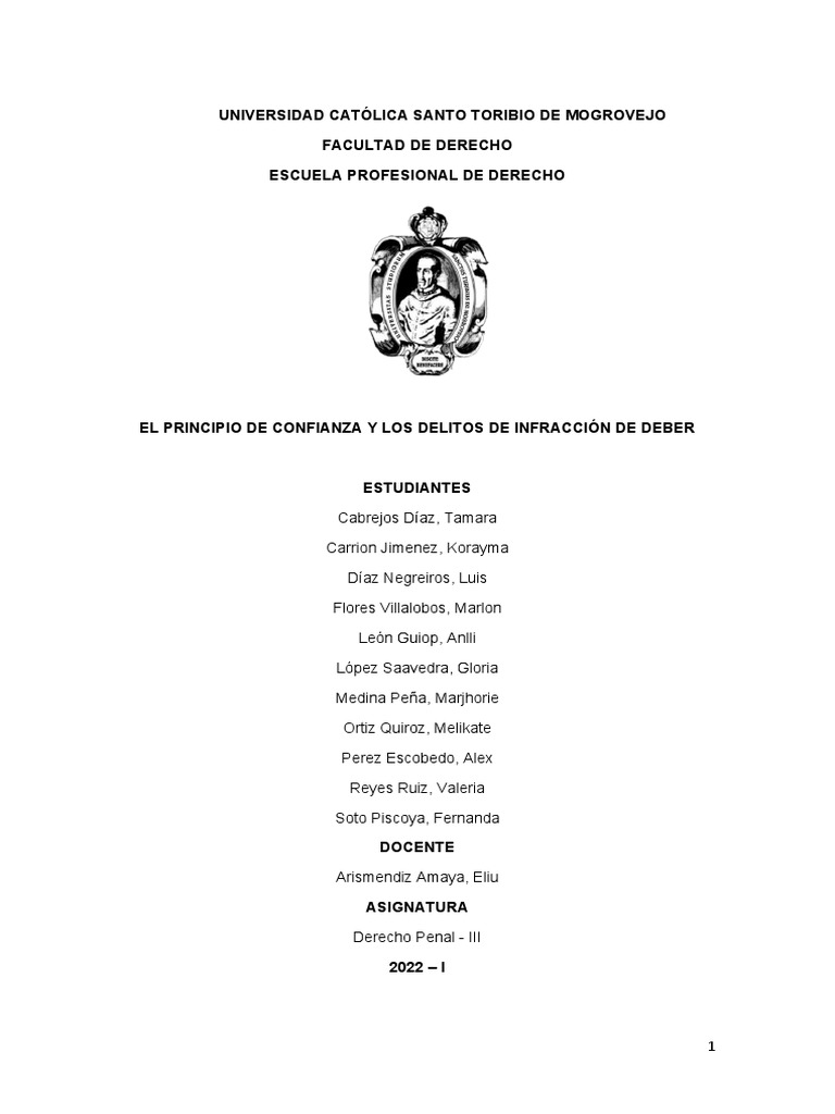 El Principio de Confianza y Los Delitos de Infracción de Deber | Descargar gratis PDF ...