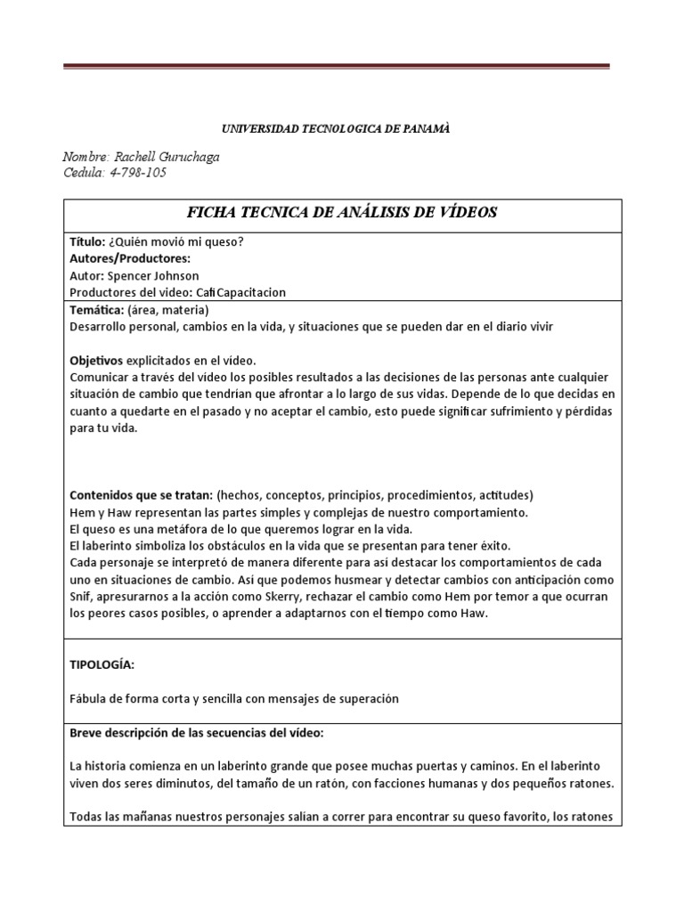 Ficha Tecnica Analisis de Video | PDF