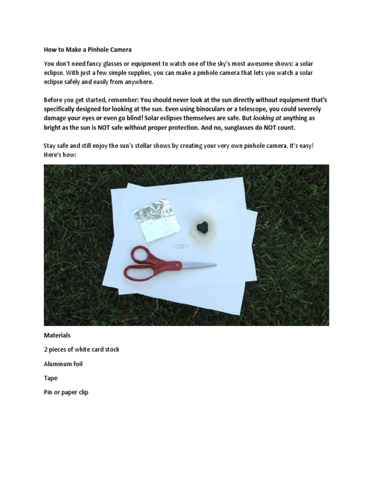 Pinhole Camera | PDF