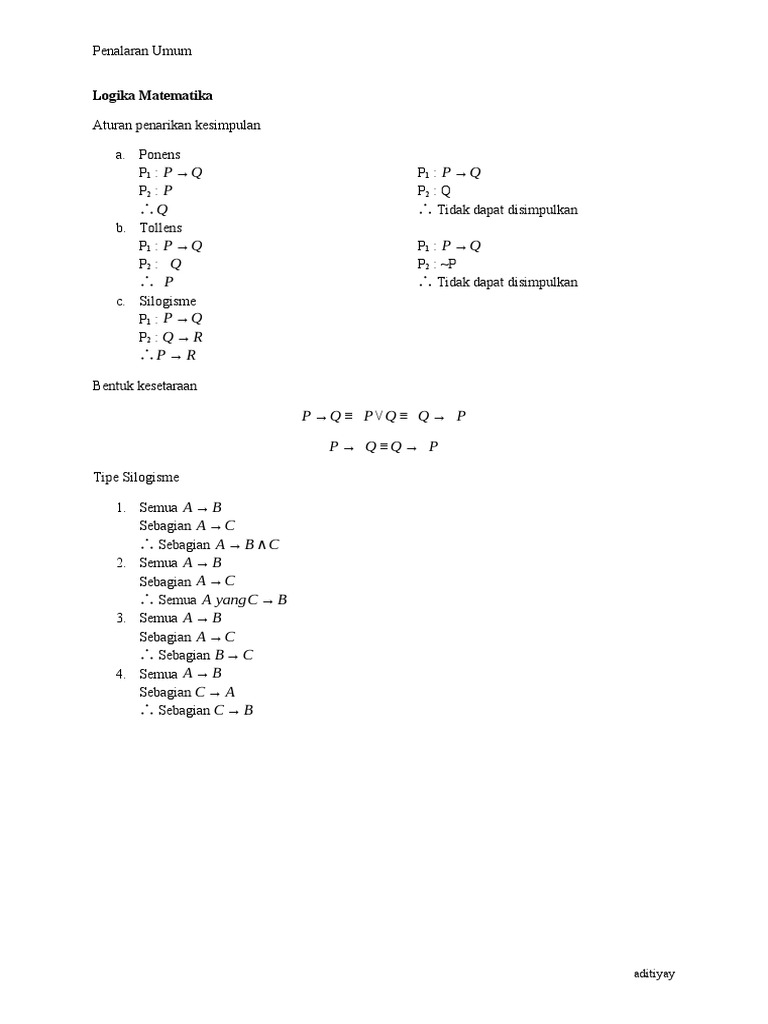 Rumus dan Contoh Penalaran Umum | PDF