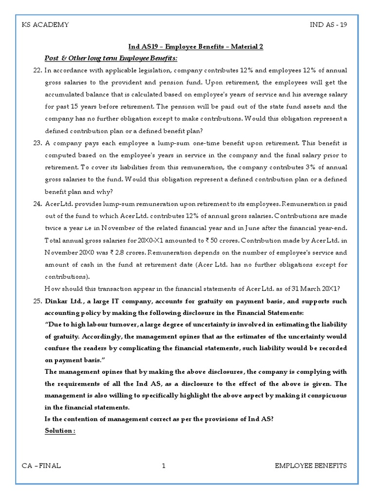 Final IND AS - 19 - Material 2 | PDF