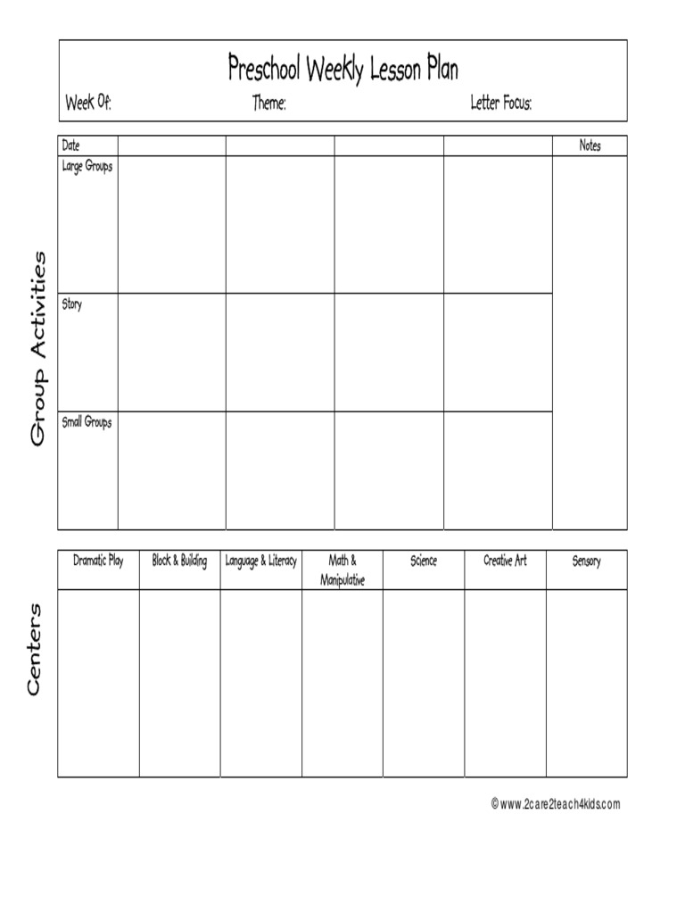 Free Download Preschool Weekly Lesson Plan PDF | PDF