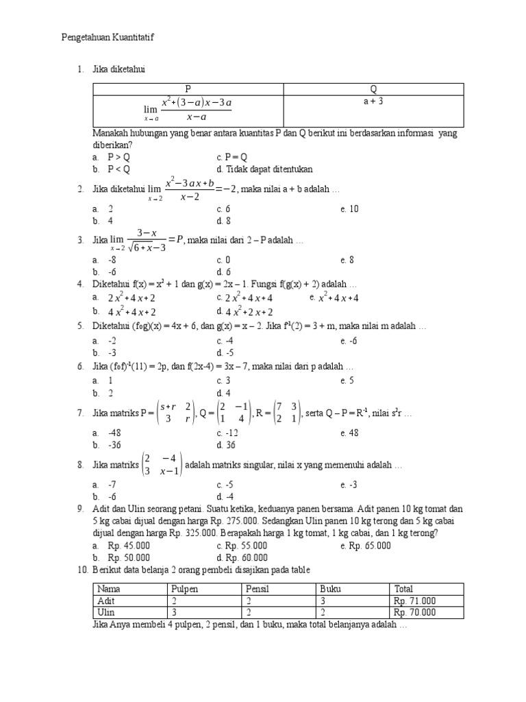 Soal Matematika untuk Pelajar SMA | PDF