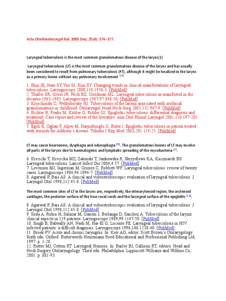 TB Larynx | PDF | Larynx | Tuberculosis
