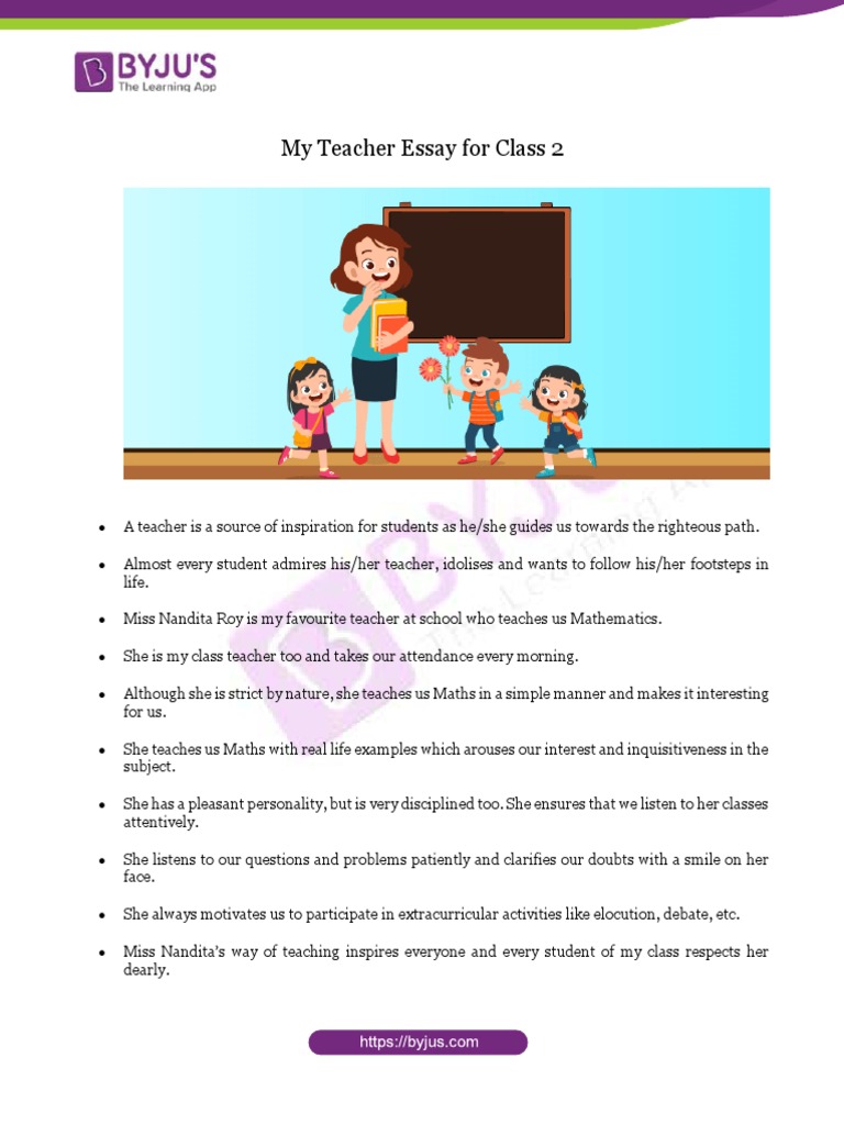 My Teacher Essay For Class 2 | PDF