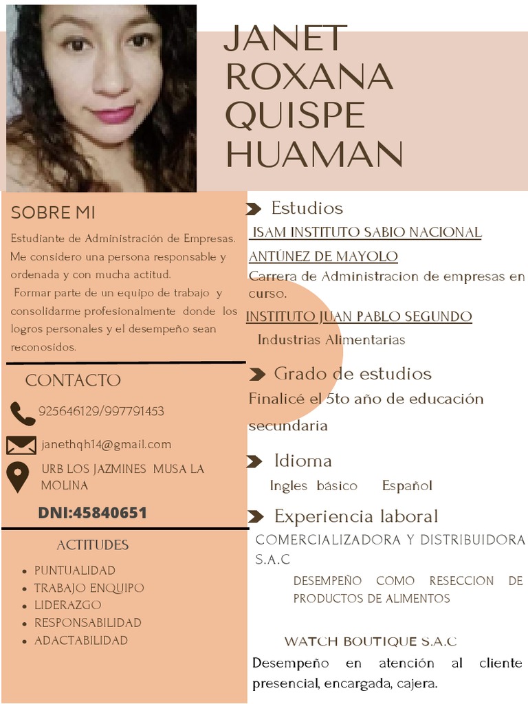 Quispe Huaman Janet-cv | PDF