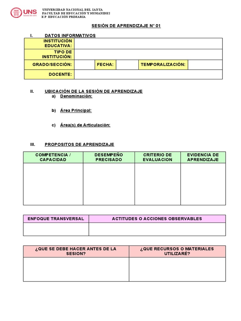 Diseño Modelo - Sesión de Aprendizaje | PDF | Aprendizaje | Evaluación