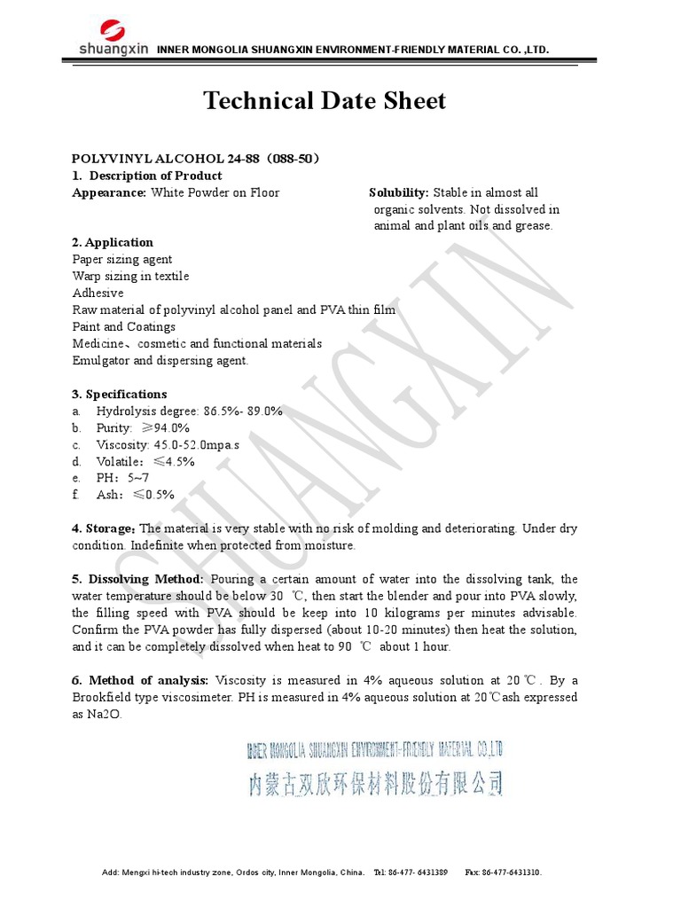 Polyvinyl Alcohol (Pva) | PDF