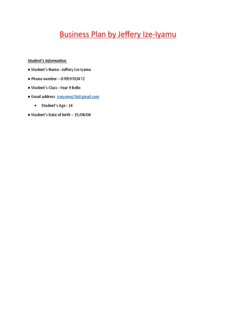 Business Plan by Jeffery Ize | PDF | French Fries | Foods