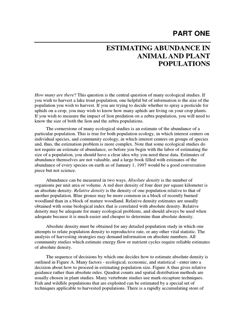 Krebs - Chapter - 02 - 2017-Estimating Abundance in Animal and Plant Populations | PDF ...