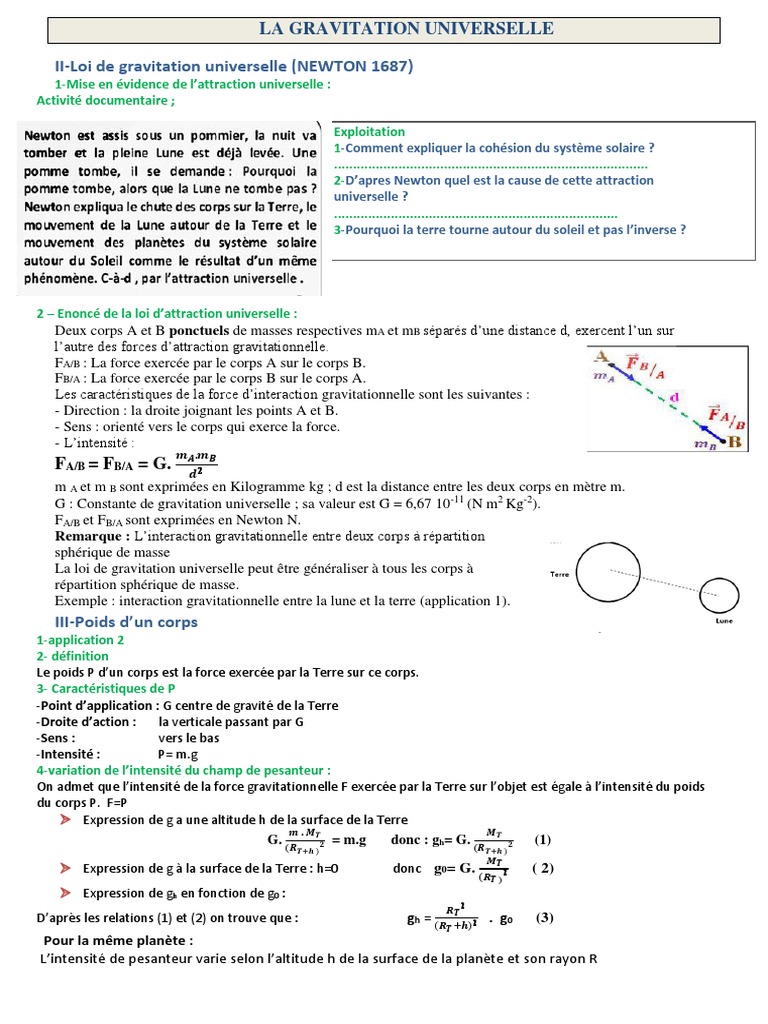 Gravitation Universelle 2 | PDF | Loi universelle de la gravitation | Gravité