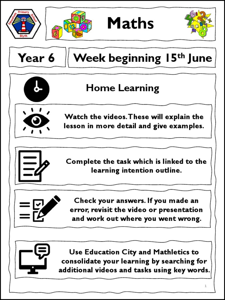 Y6 Maths Home Learning 15th 20th June | PDF | Clock | Understanding