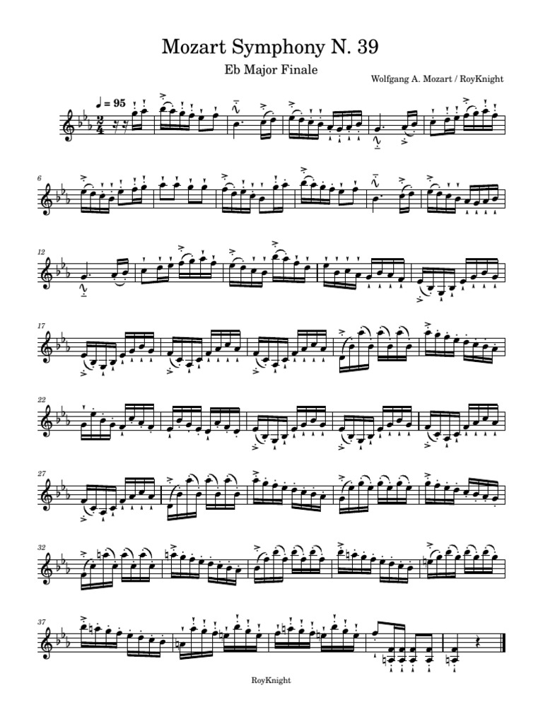 Mozart Symphony N. 39 Eb Major Finale Violin 1 | PDF | Classical Music ...