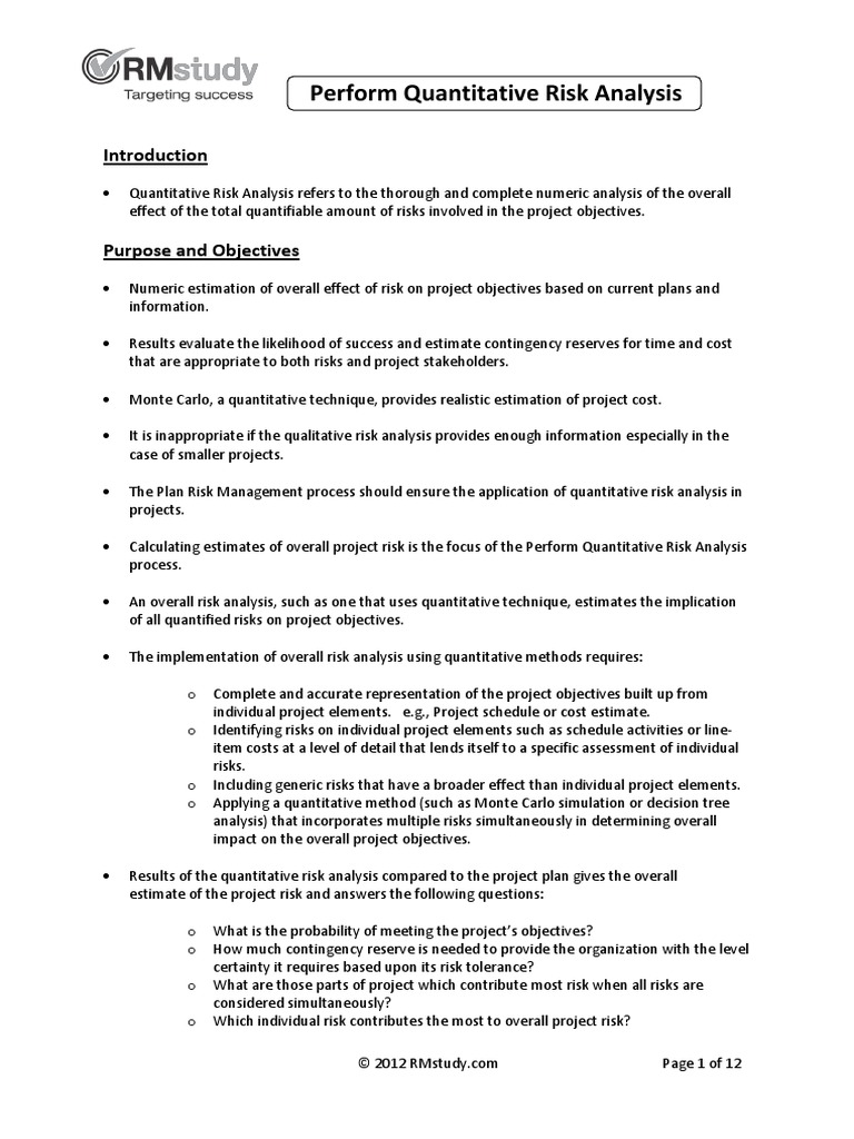 Perform Quantitative Risk Analysis | PDF | Risk | Risk Management