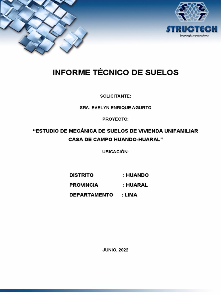 INFORME TECNICO STRUCTECH_HUANDO (1) | PDF | Fundación (Ingeniería ...