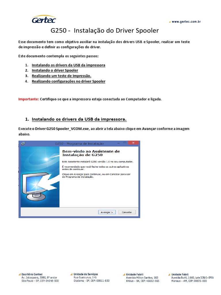 Guia de Instalação de Driver G250 | PDF | Driver de dispositivo ...