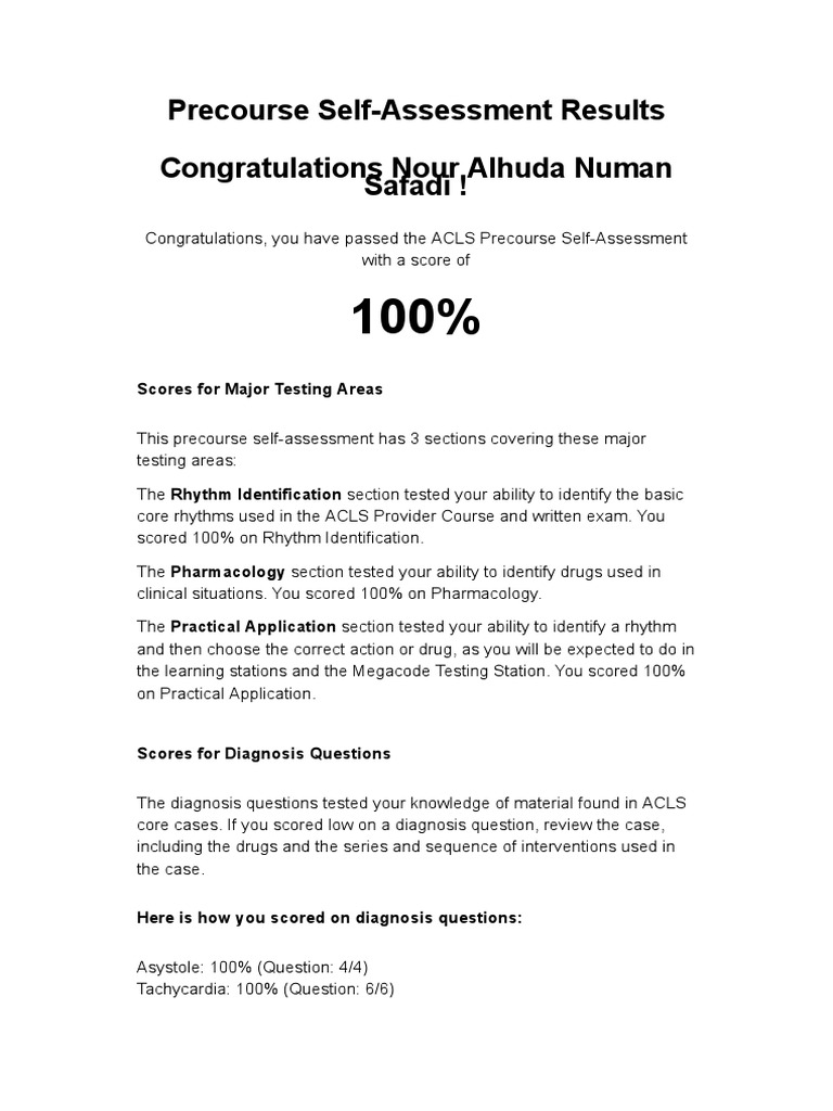 AHA ELearning - ACLS Precourse Self-Assessment | PDF | Causes Of Death ...