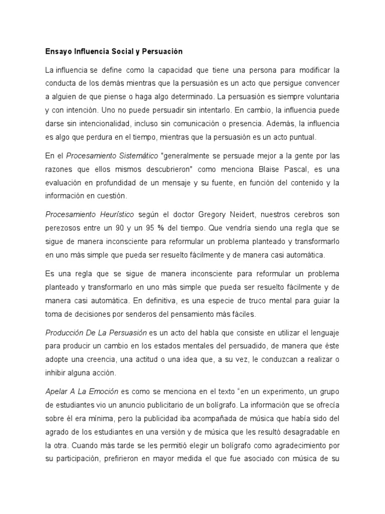 Ensayo | PDF | Comportamiento | Persuasión
