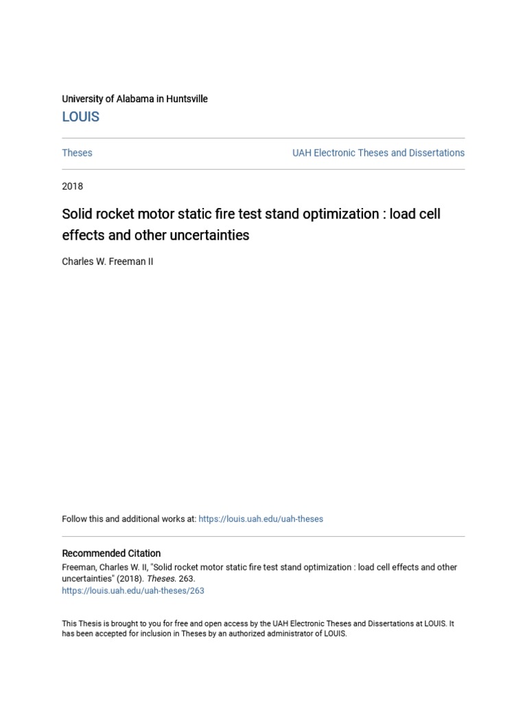 Solid Rocket Motor Static Fire Test Stand Optimization - Load Ce | PDF ...