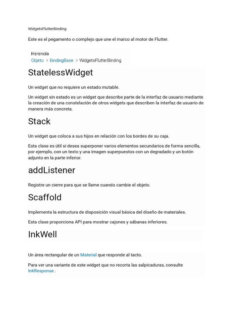 Widgets Flutter Binding | PDF