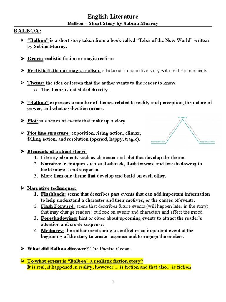 Balboa - Short Story | PDF | Plot (Narrative)