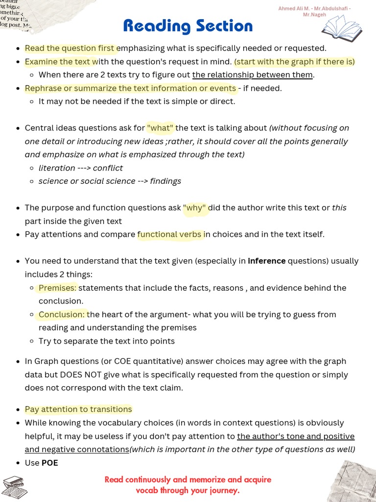 DSAT English Section Guide Summary-1 | PDF