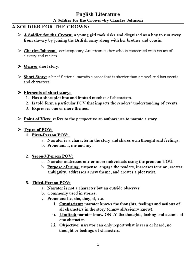 A Soldier For The Crown - Short Story | Download Free PDF | Narration