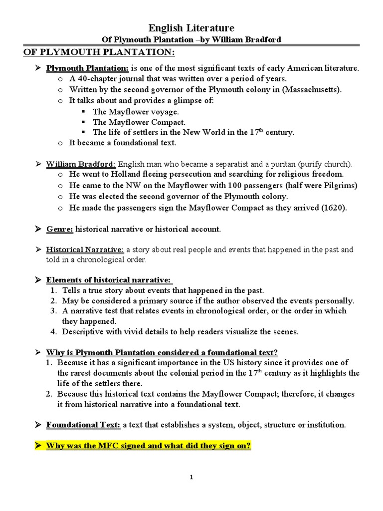 Of Plymouth Plantation - William Bradford | PDF | Plymouth Colony