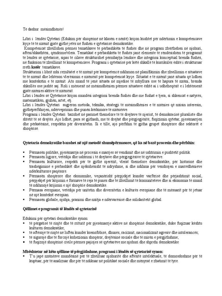 QYTETARIA 9 Hyrje | PDF