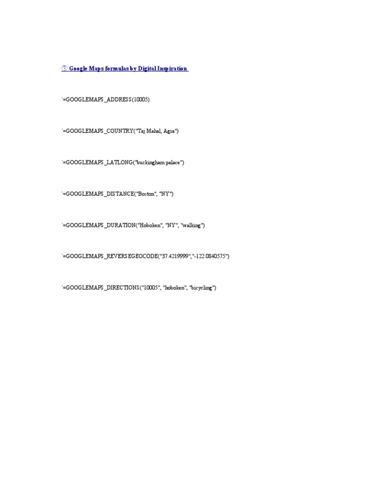 Google Maps Formulas | PDF