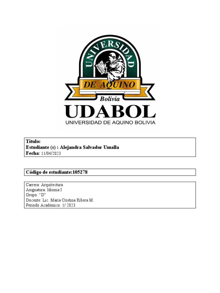 Caratula Udabol 2023 | PDF