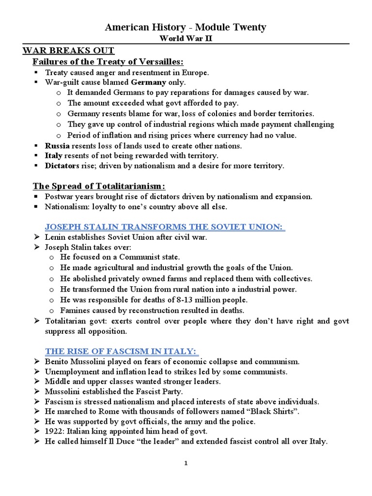 American History WWII Module 20 | PDF | Allies Of World War II | Nazi ...